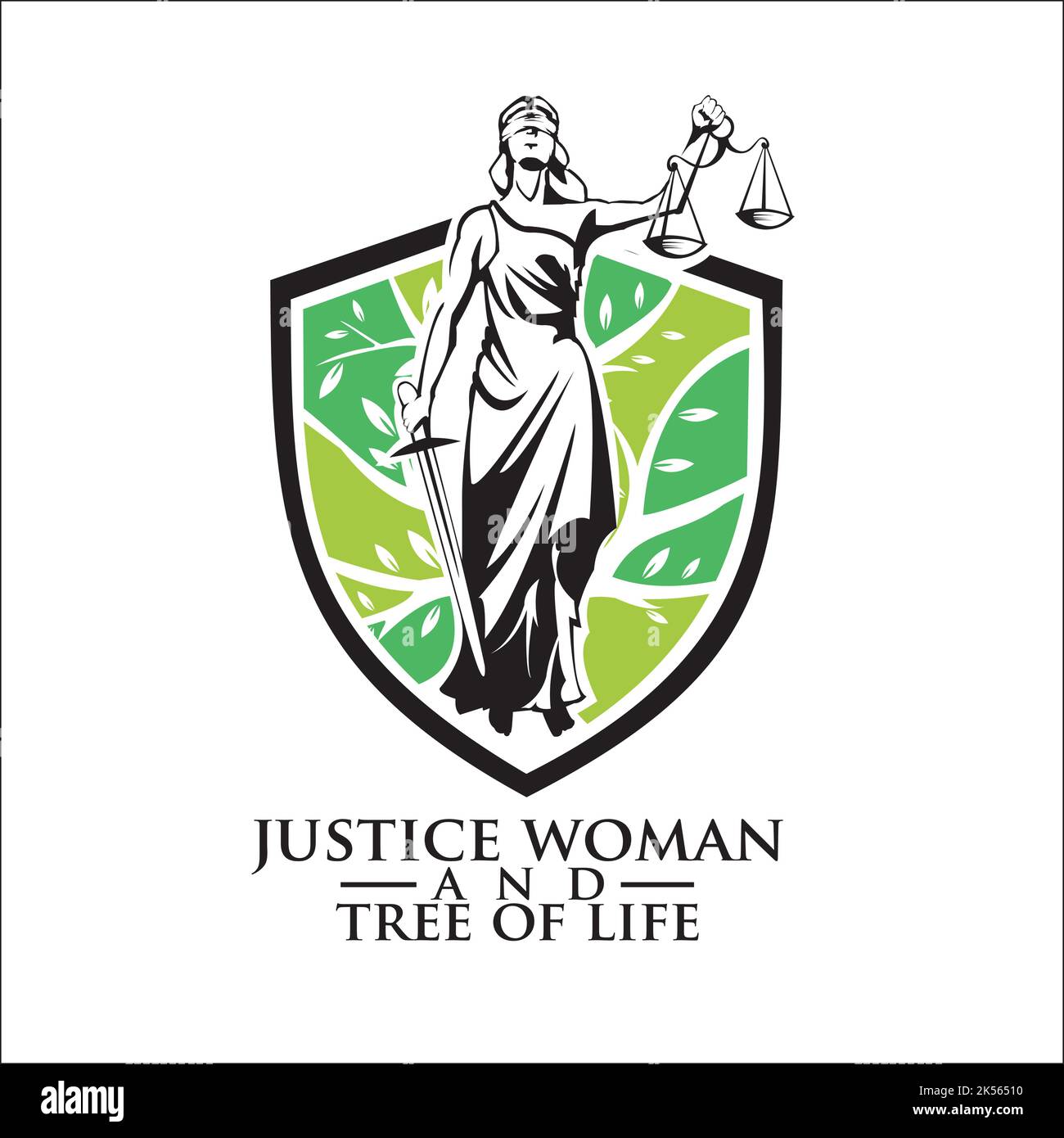 justice woman and tree / exclusive logo design inspiration Stock Vector ...