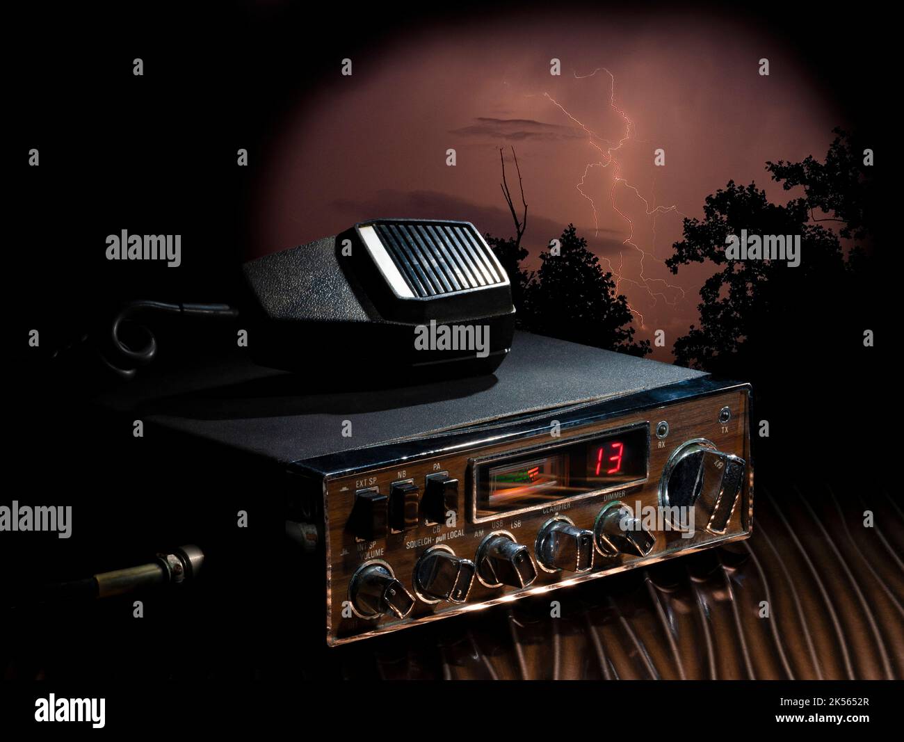 Ham radio on channel 13 with a storm coming from behind Stock Photo - Alamy