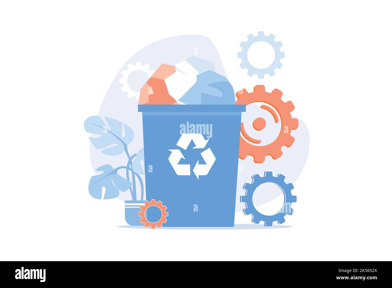 Paper waste bin. Trash management, recyclable garbage, rubbish sorting ...