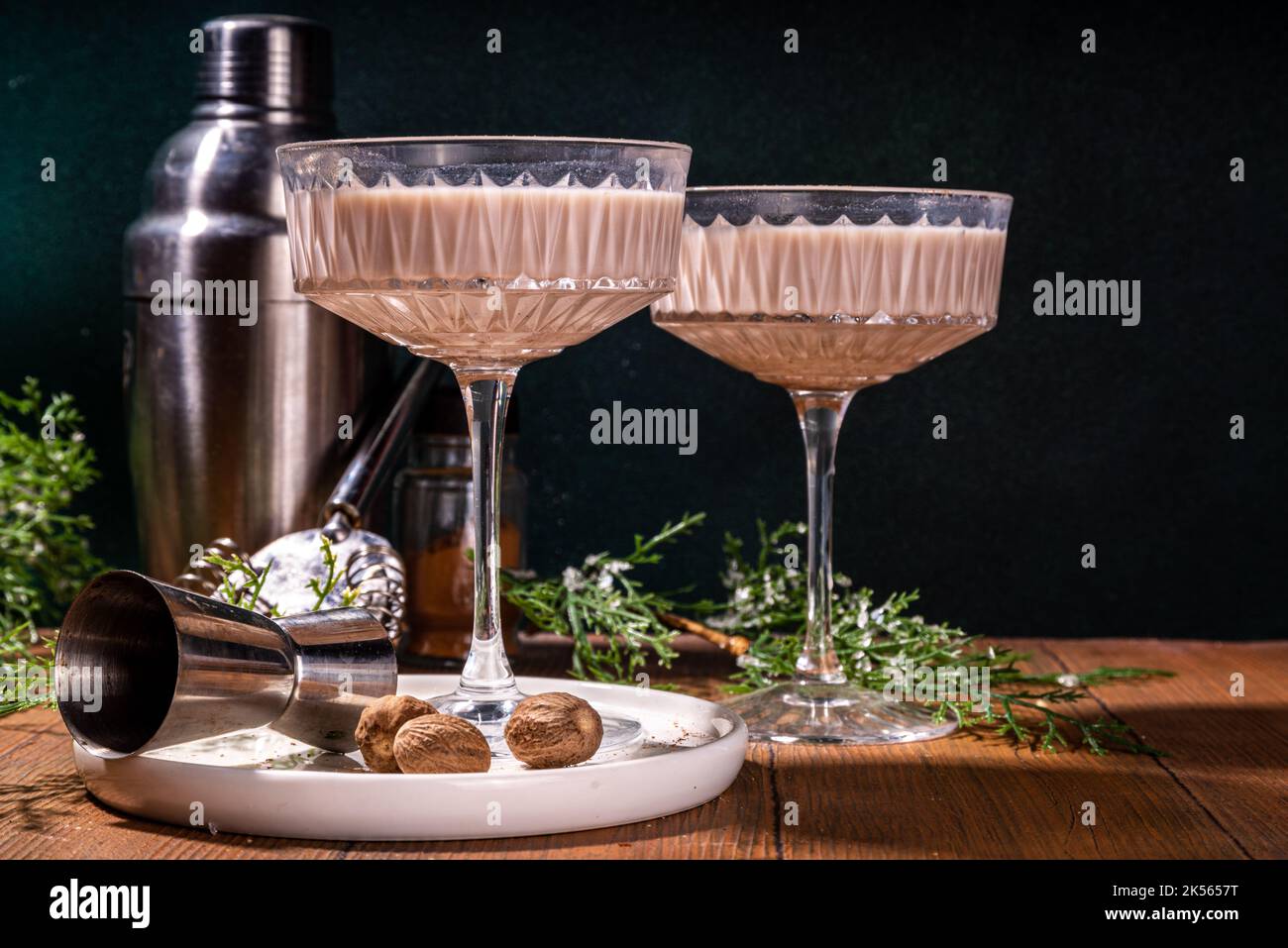 Boozy creamy Brandy Alexander Cocktail with nutmeg. Trendy autumn ...