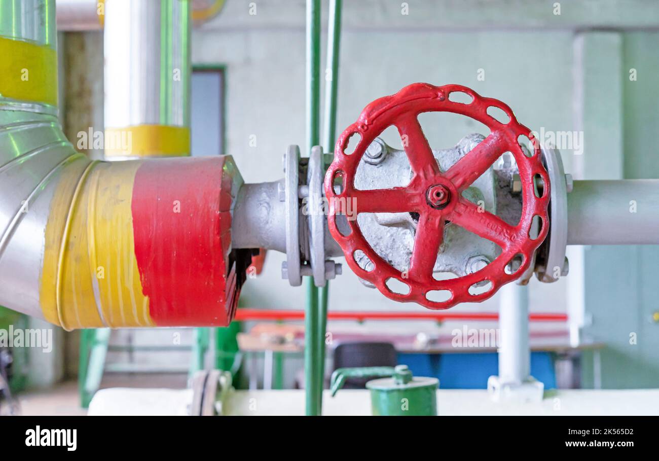 Shut-off valves in the water supply system at the gas boiler room ...