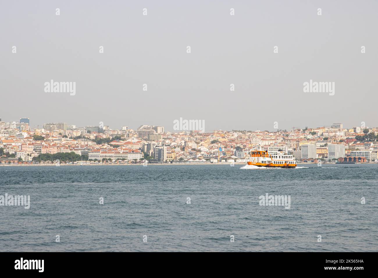 Lisbon, Portugal - 0510 2022 - Touristic ferry boat arriving to the ...
