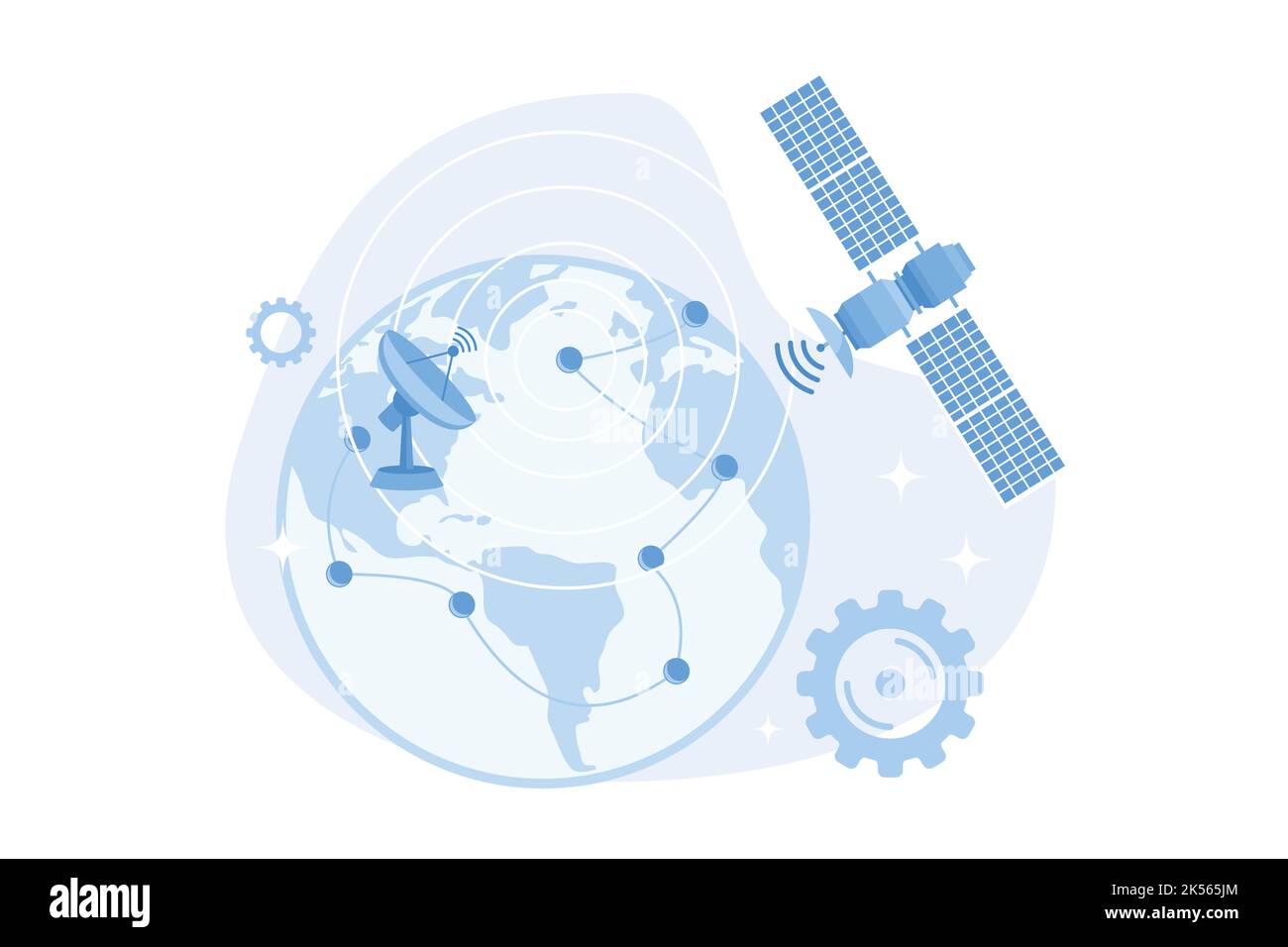 Gps coverage area. Earth observation. Space communications idea ...