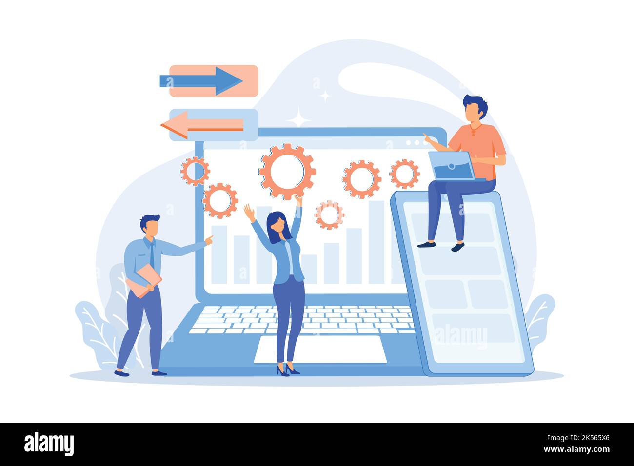 Tester And Developer Work With Laptop And Tablet Cross Platform Bug