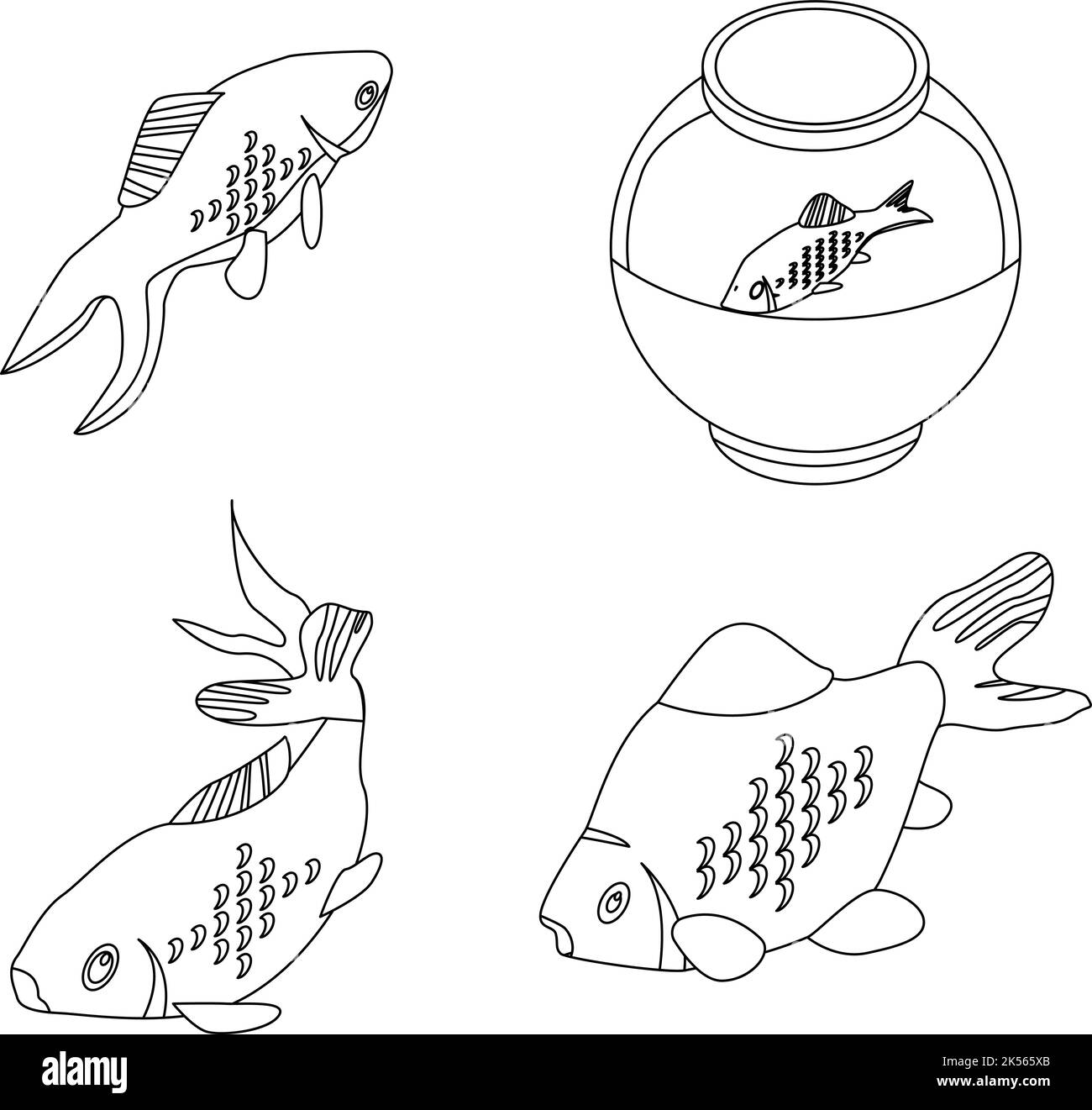 Goldfish icons set. Isometric set of goldfish vector icons outline ...
