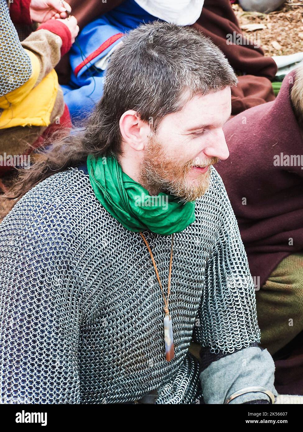A man wears a medieval chainmail mail armour armoured vest Stock Photo ...