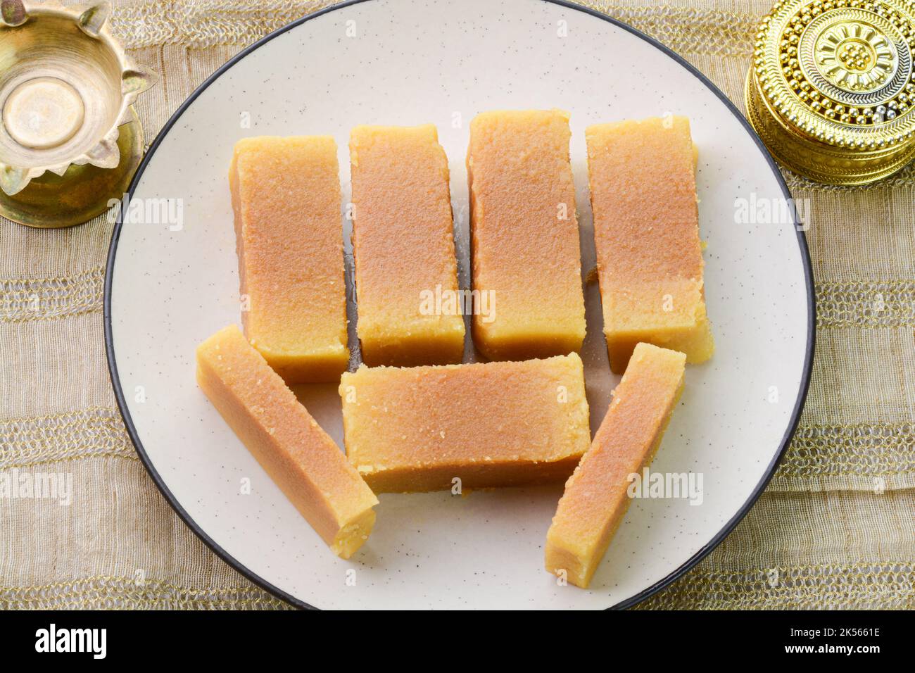 Mysore Pak Indian sweet arranged in a plate Stock Photo - Alamy