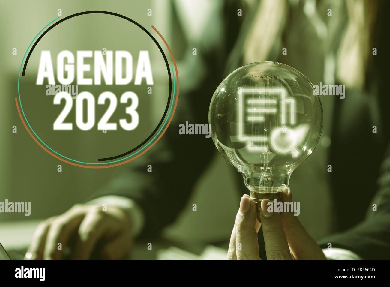 Sign displaying Agenda 2023, Internet Concept list of activities in ...
