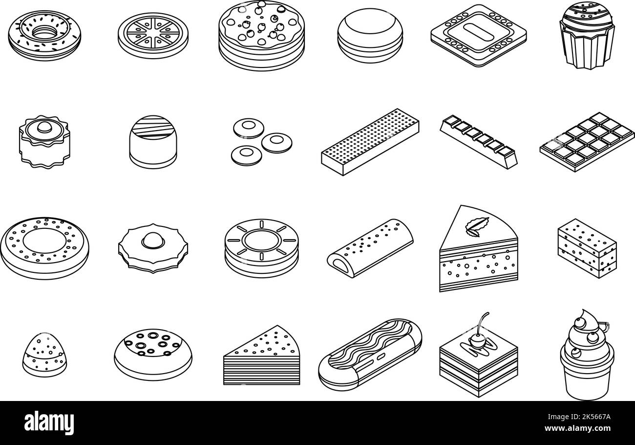 Confectionery icons set. Isometric set of confectionery vector icons ...