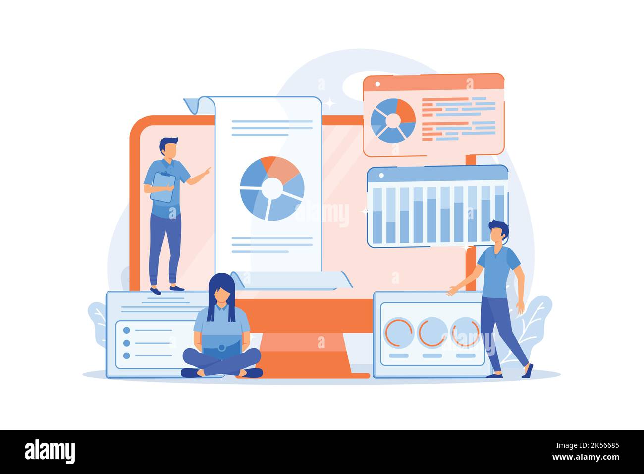 Business analysts performing idea management on computer screen ...