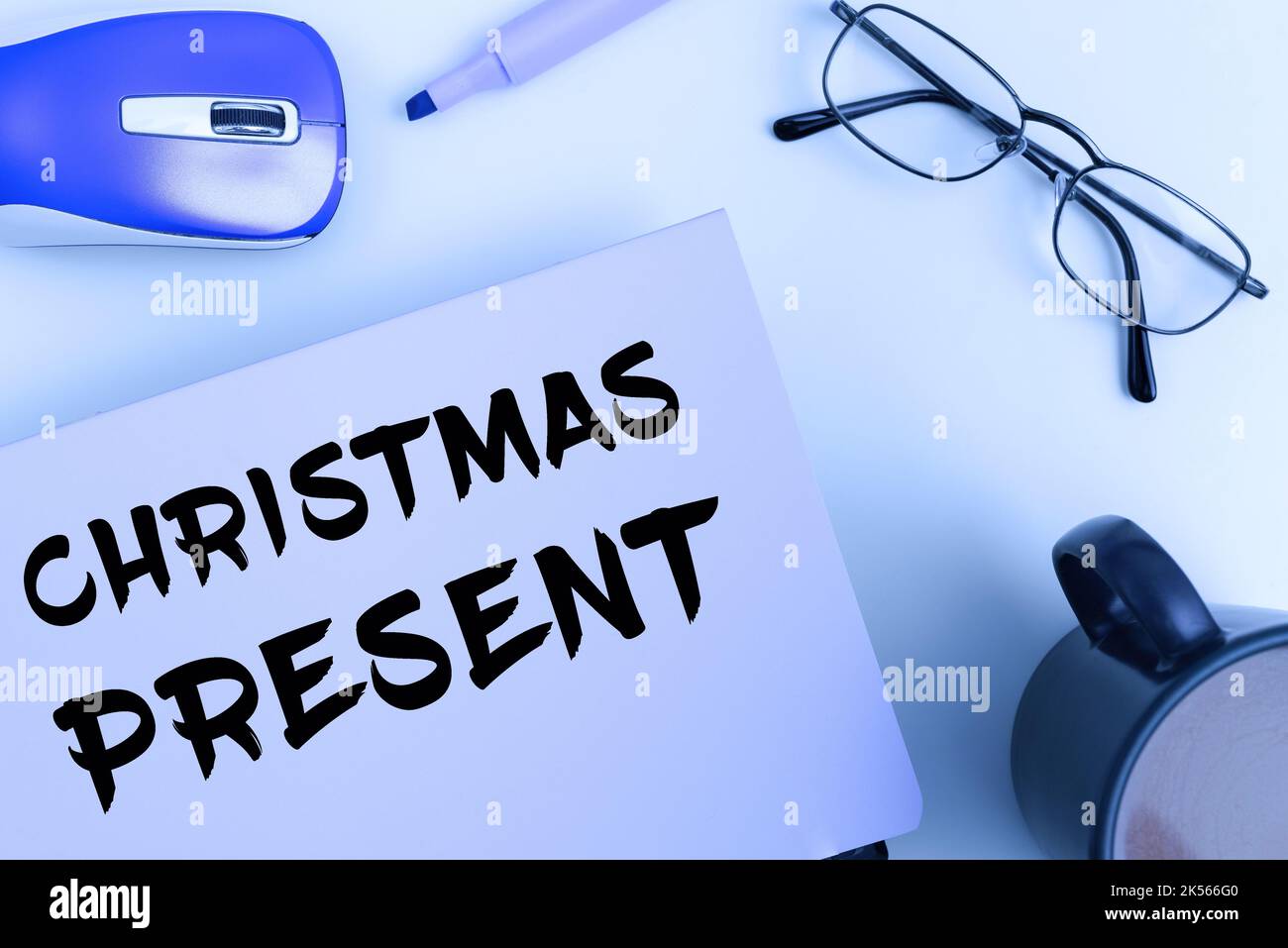 Conceptual caption Christmas Present, Word Written on presented as a ...
