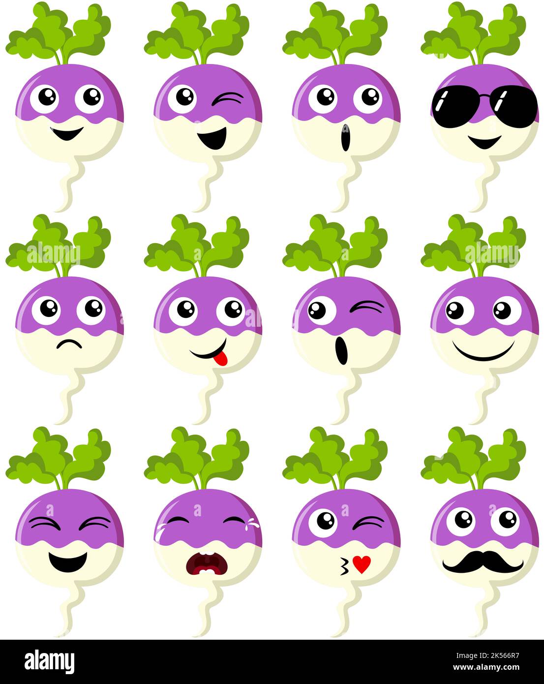 Set of a fresh turnip with different expressions Stock Photo - Alamy