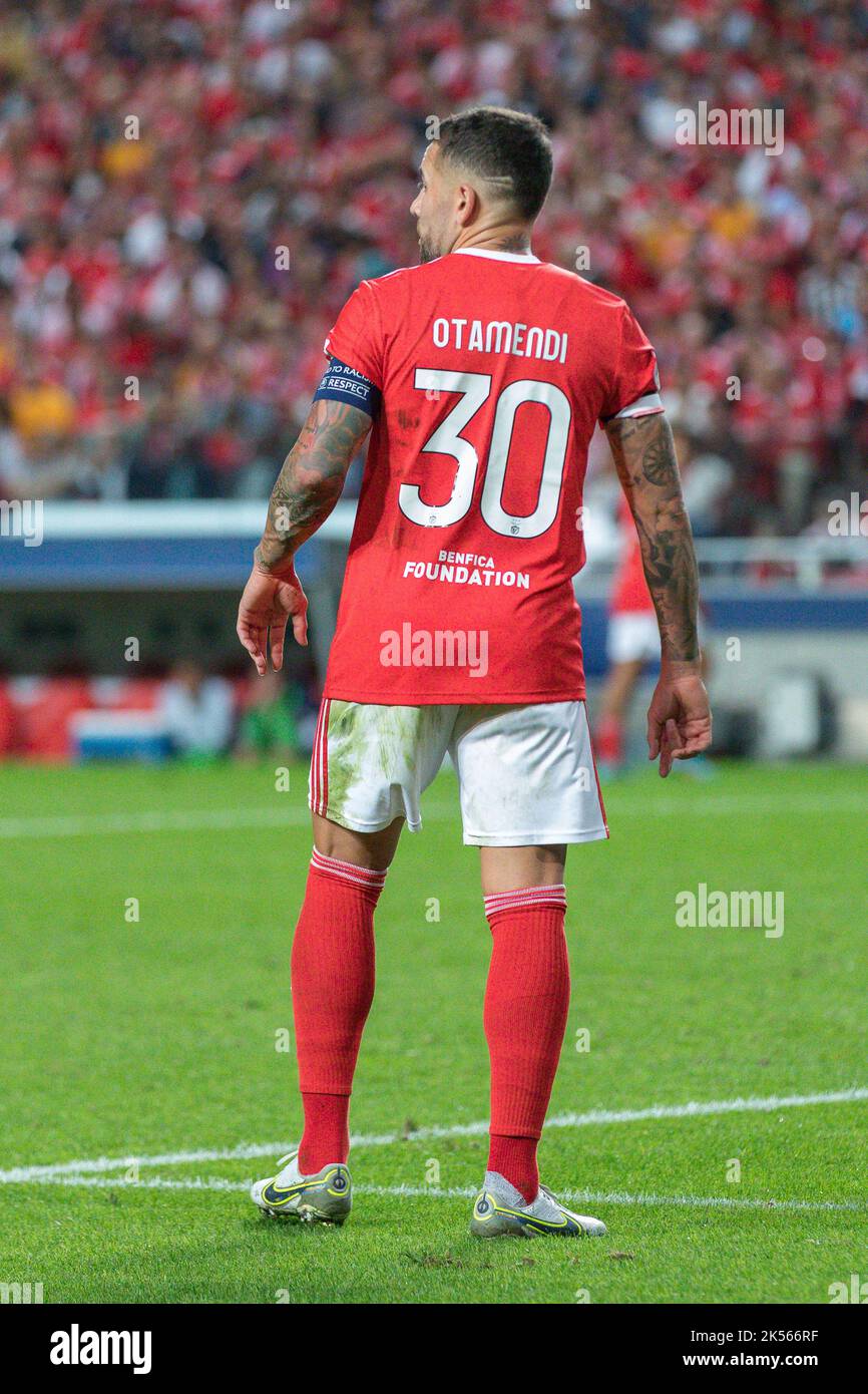October 05, 2022. Lisbon, Portugal. Benfica's defender from Argentina Nicolas Otamendi (30) in ...