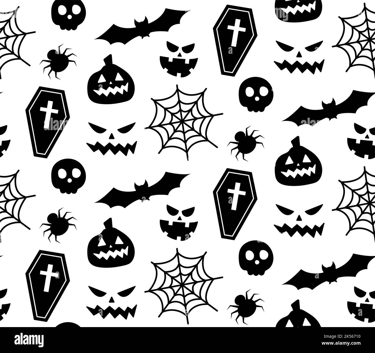 Seamless repeating pattern with Halloween symbols. Design of ...