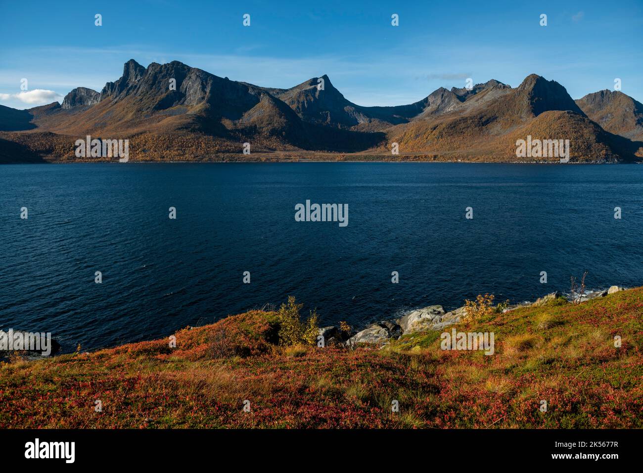 Scenic view of Segla mountain on Senja island - stock photo Stock Photo ...