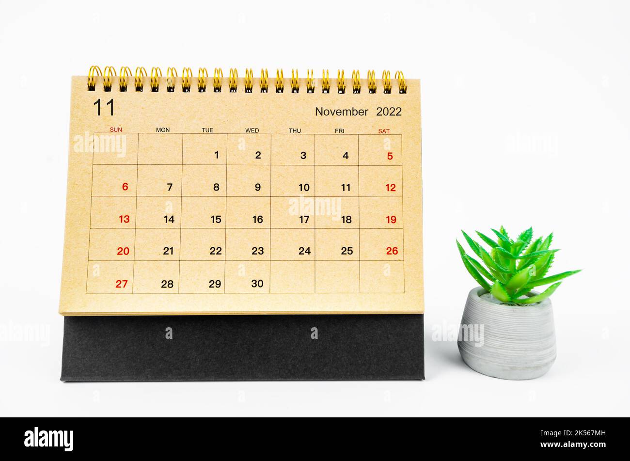 November 2022 Monthly desk calendar for 2022 year with plant pot ...