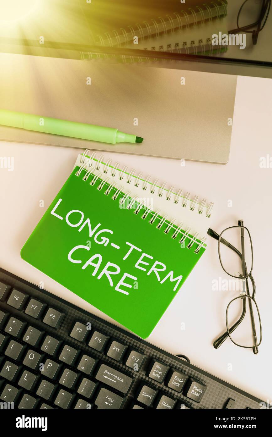 Sign displaying Long Term Care, Word for Adult medical nursing ...