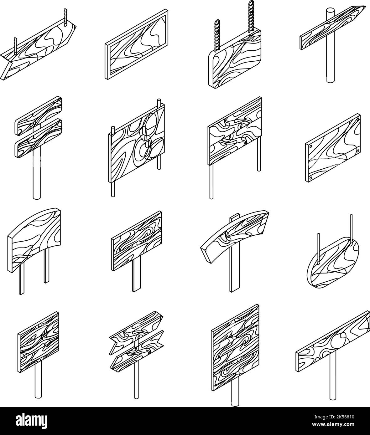 Signpost Icon Set Isometric Set Of Signpost Vector Icons Outline