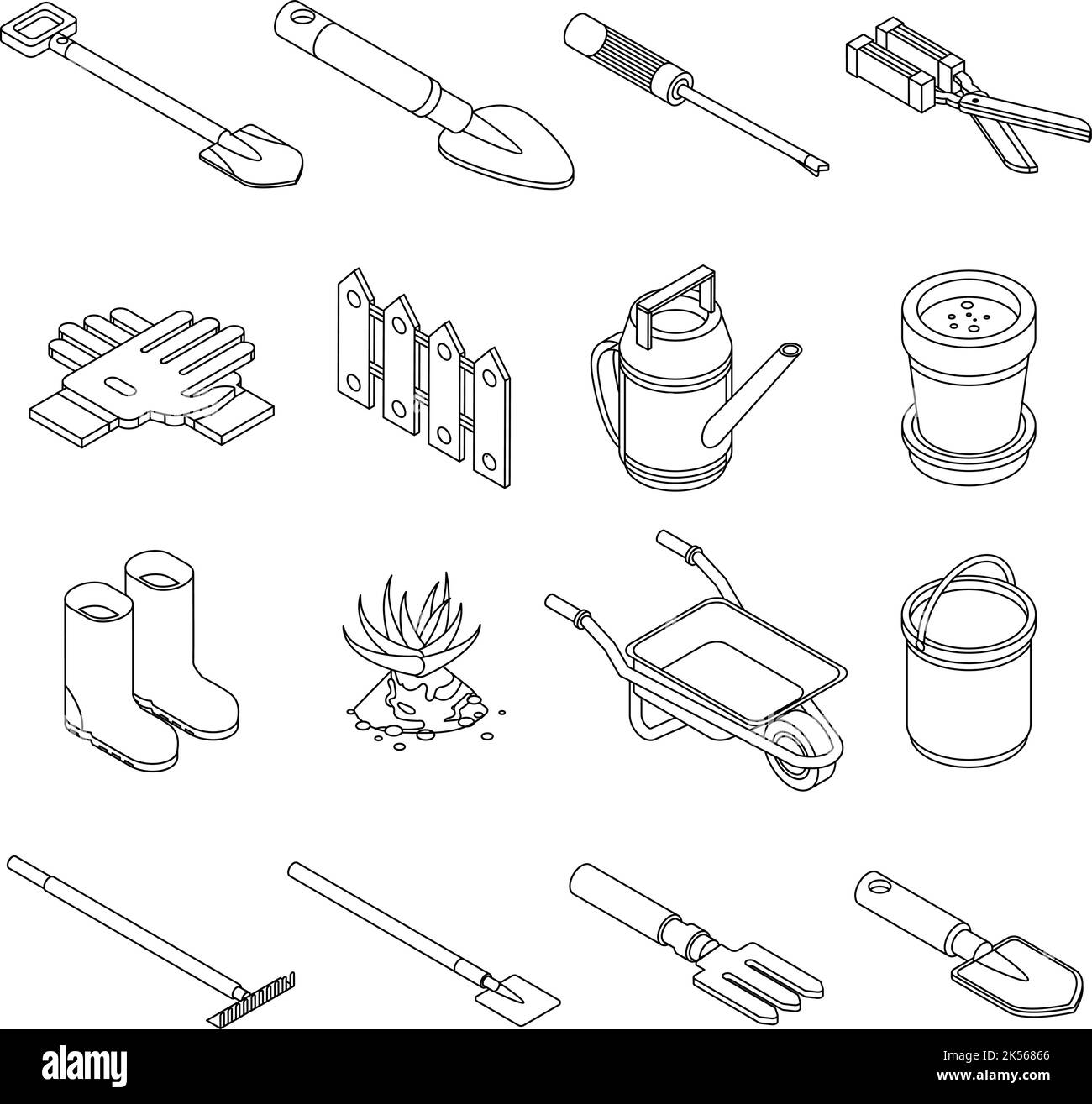 Gardening tools icons set. Isometric set of gardening tools vector ... Gardening tools icons set. Isometric set of gardening tools vector ...