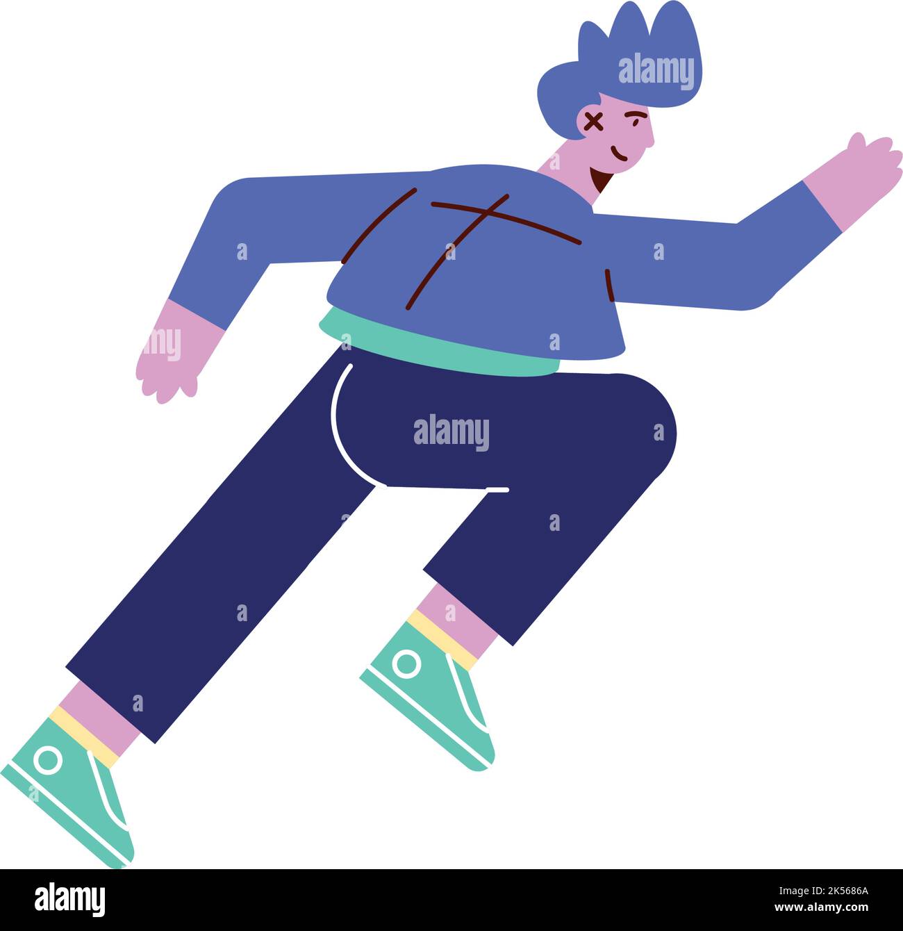 purple young man running character Stock Vector Image & Art - Alamy