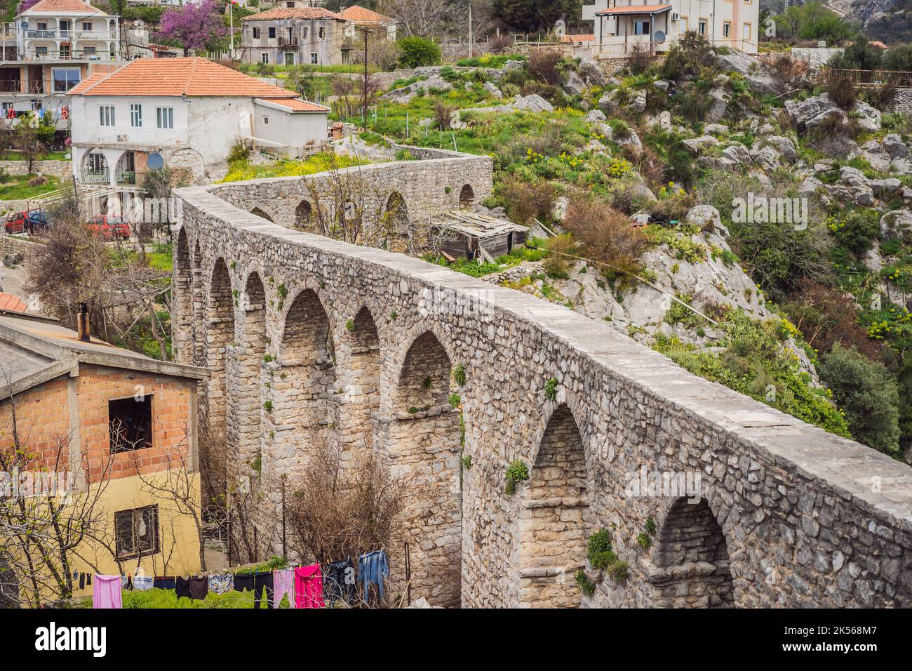 Old city. Sunny view of ruins of citadel in Stari Bar town near Bar ...