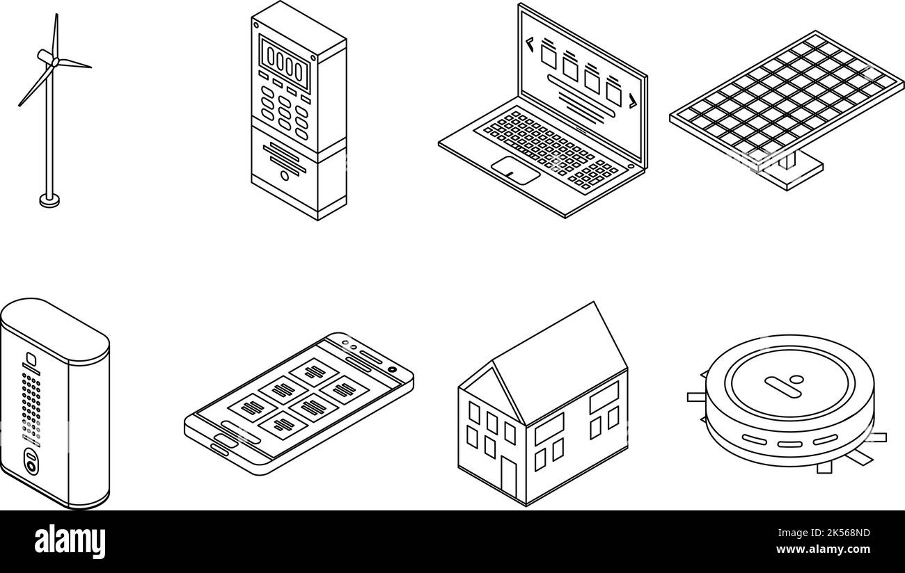 Autonomous house icons set. Isometric set of autonomous house vector ... Autonomous house icons set. Isometric set of autonomous house vector ...
