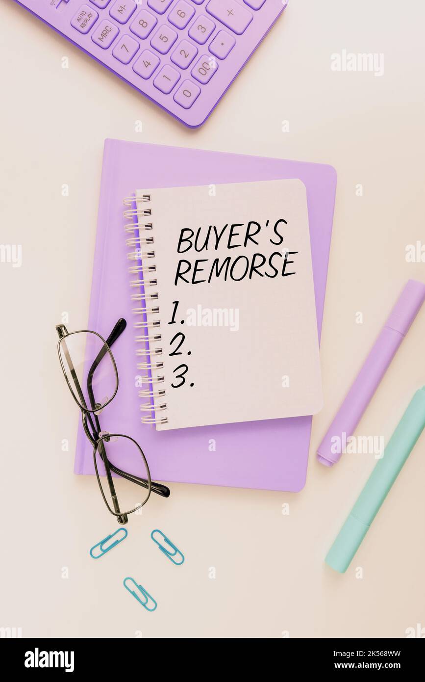 Conceptual display Buyer'S Remorse, Concept meaning a feeling of regret ...