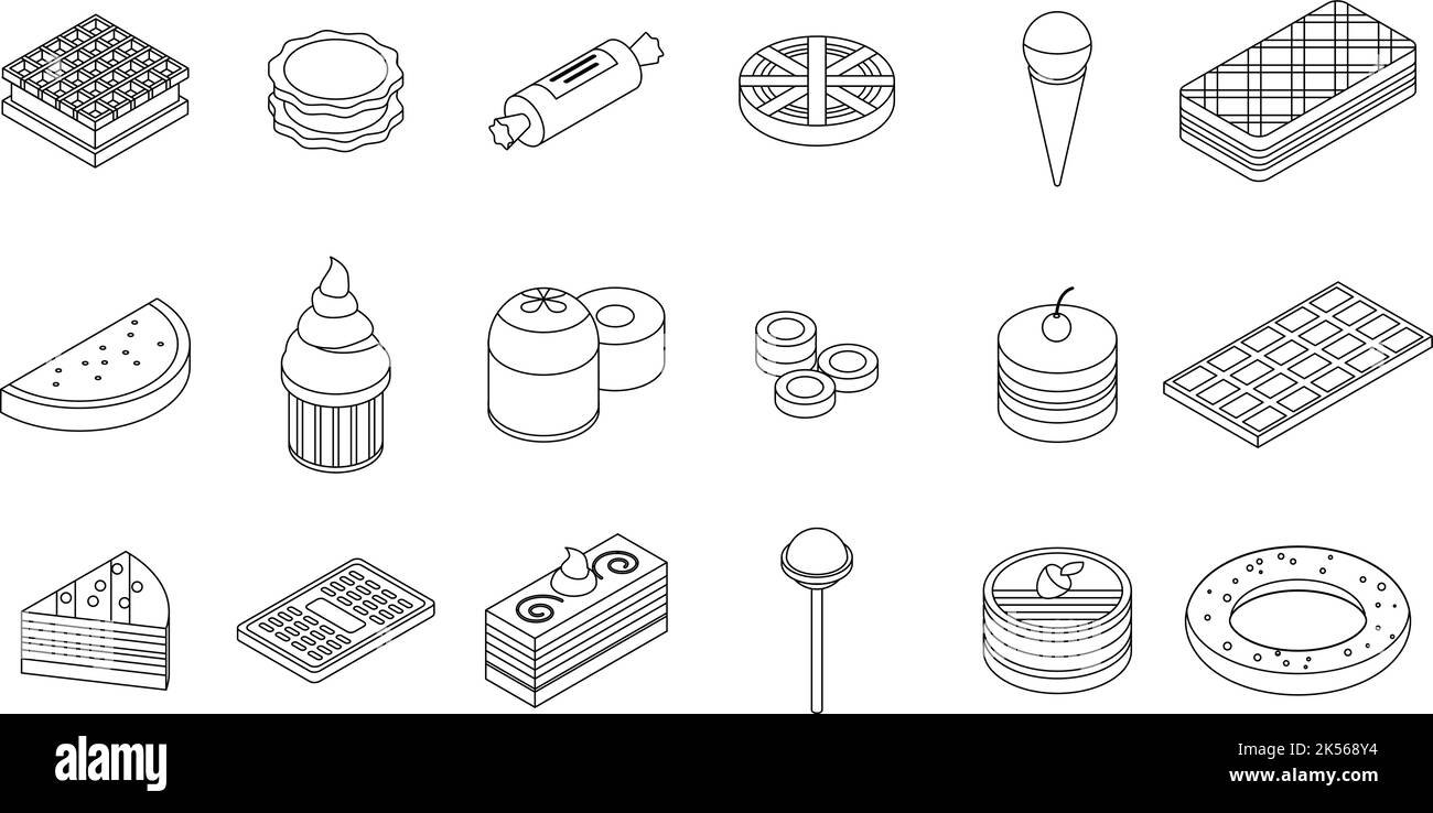 Confectionery icons set. Isometric set of confectionery vector icons ...
