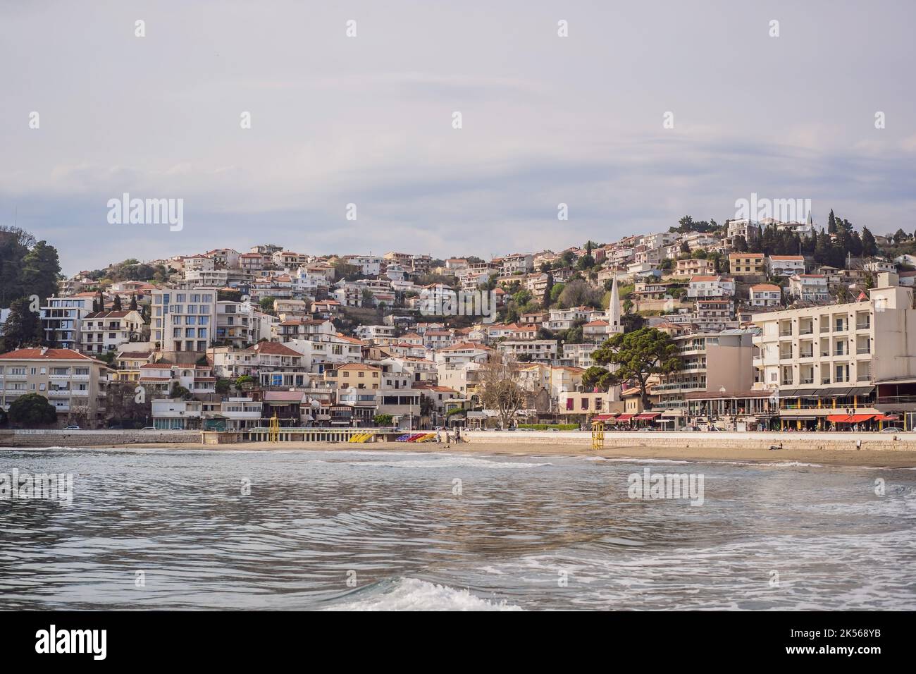 Amazing view on Ulcinj town in Montenegro. Clock Tower of Ulcinj Sahat ...