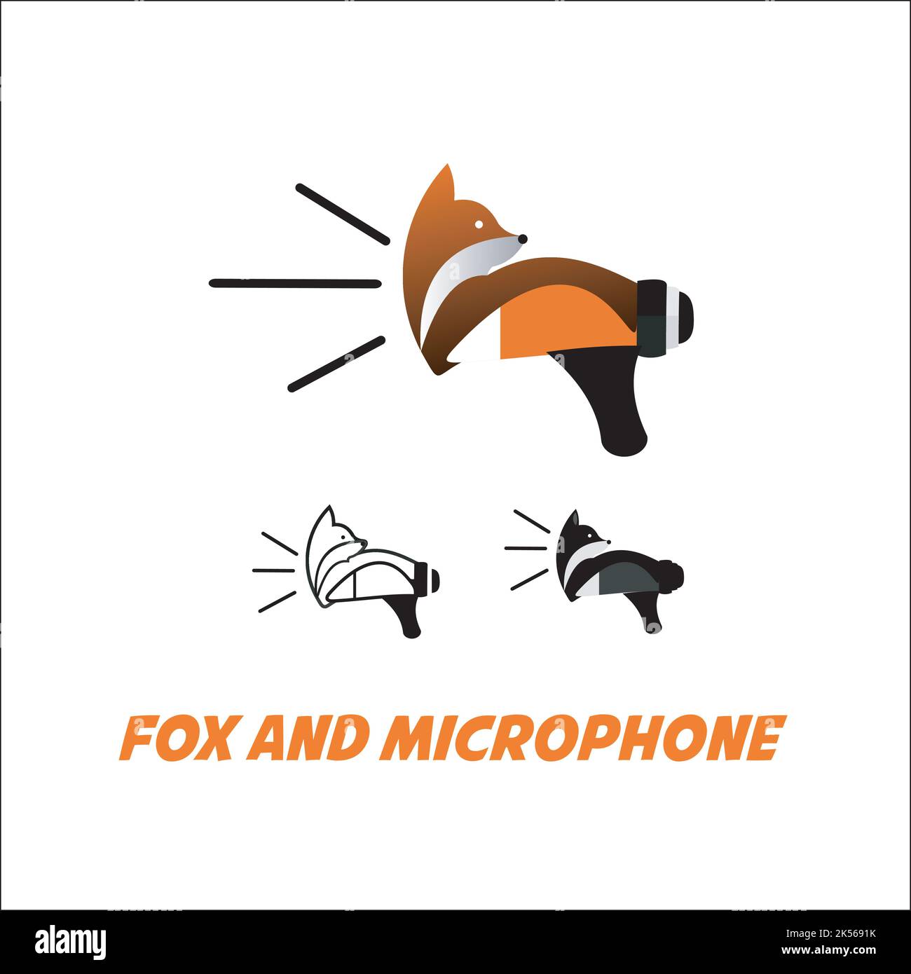 microphone and fox icon / exclusive logo designs inspiration Stock ...