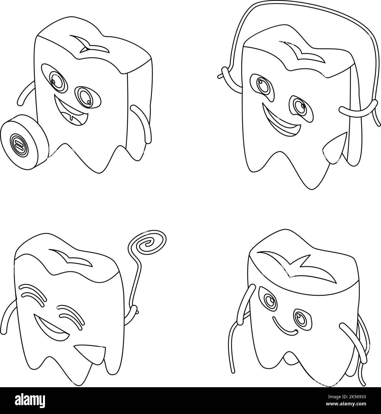 Floss icons set. Isometric set of floss vector icons outline isolated ...