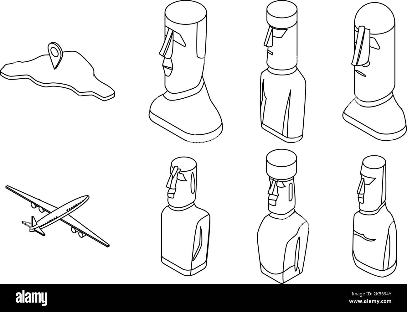 Easter Island icons set. Isometric set of Easter Island vector icons ...
