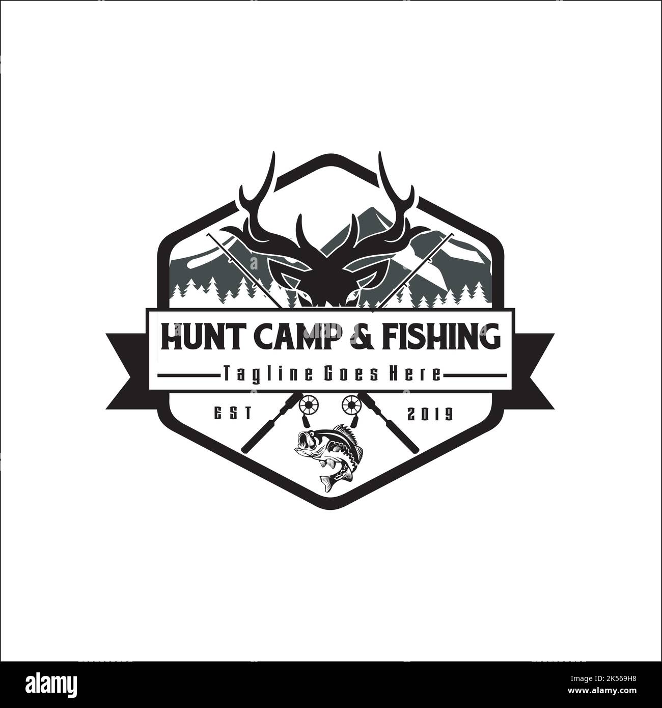 HUNT CAMP & FISHING / exclusive logo design inspiration Stock Vector ...