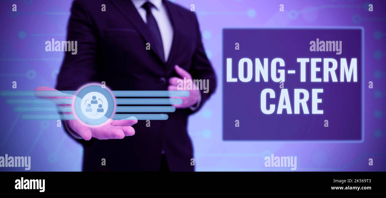 Sign displaying Long Term Care, Word for Adult medical nursing ...