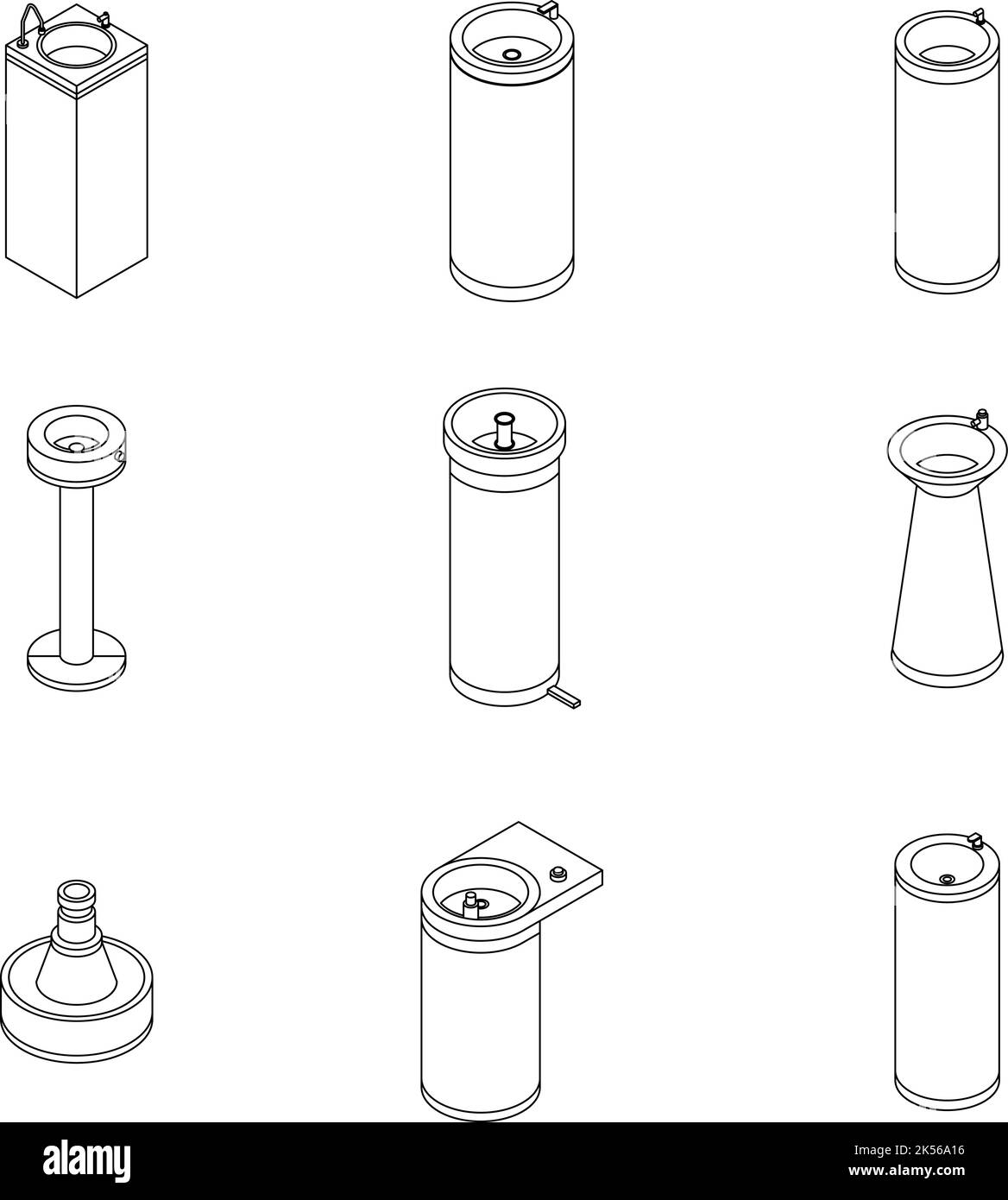 Drinking fountain icons set. Isometric set of drinking fountain vector ...