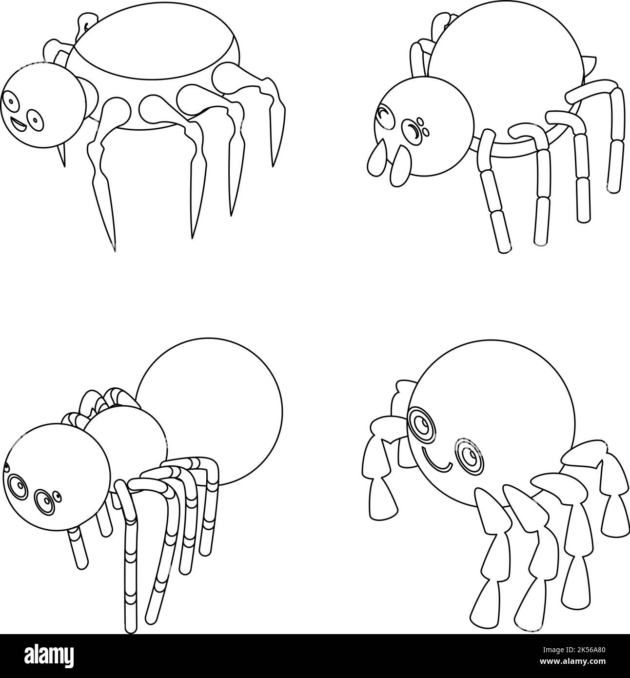 Spider icons set. Isometric set of spider vector icons outline isolated ...
