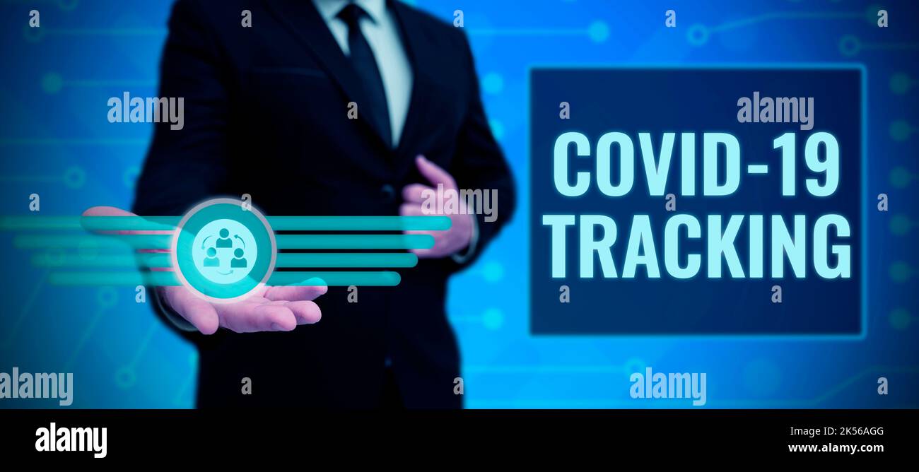 Sign displaying Covid 19 Tracking, Concept meaning Distinguishing ...
