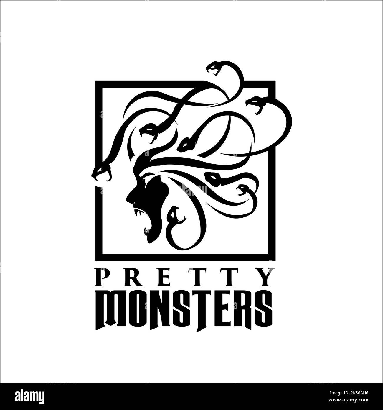 pretty monster exclusive logo design inspiration Stock Vector Image ...