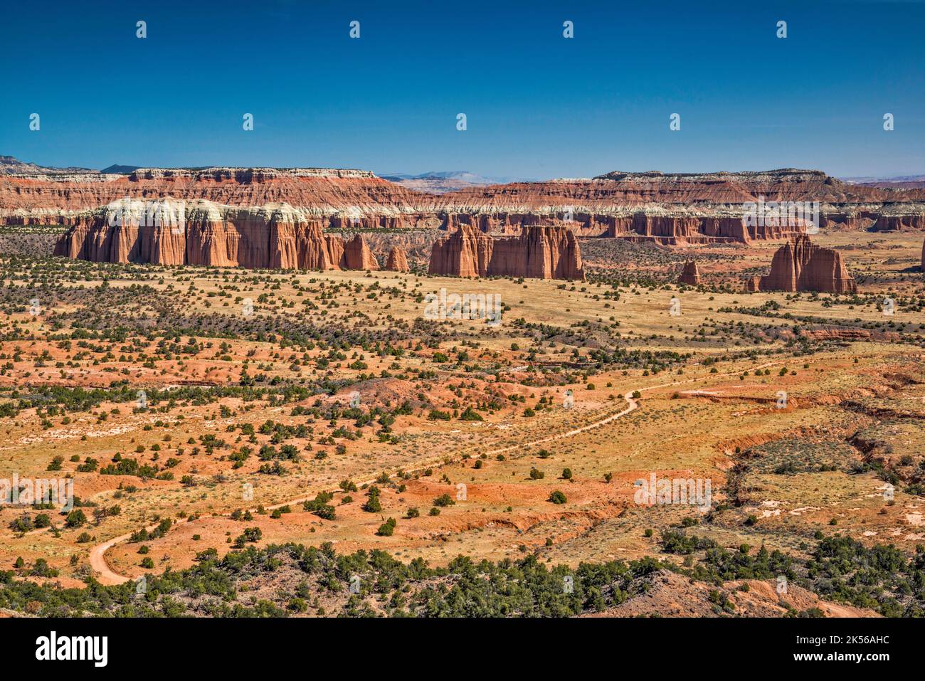 Sandstone fluted monoliths, Upper Cathedral Valley, view from The ...