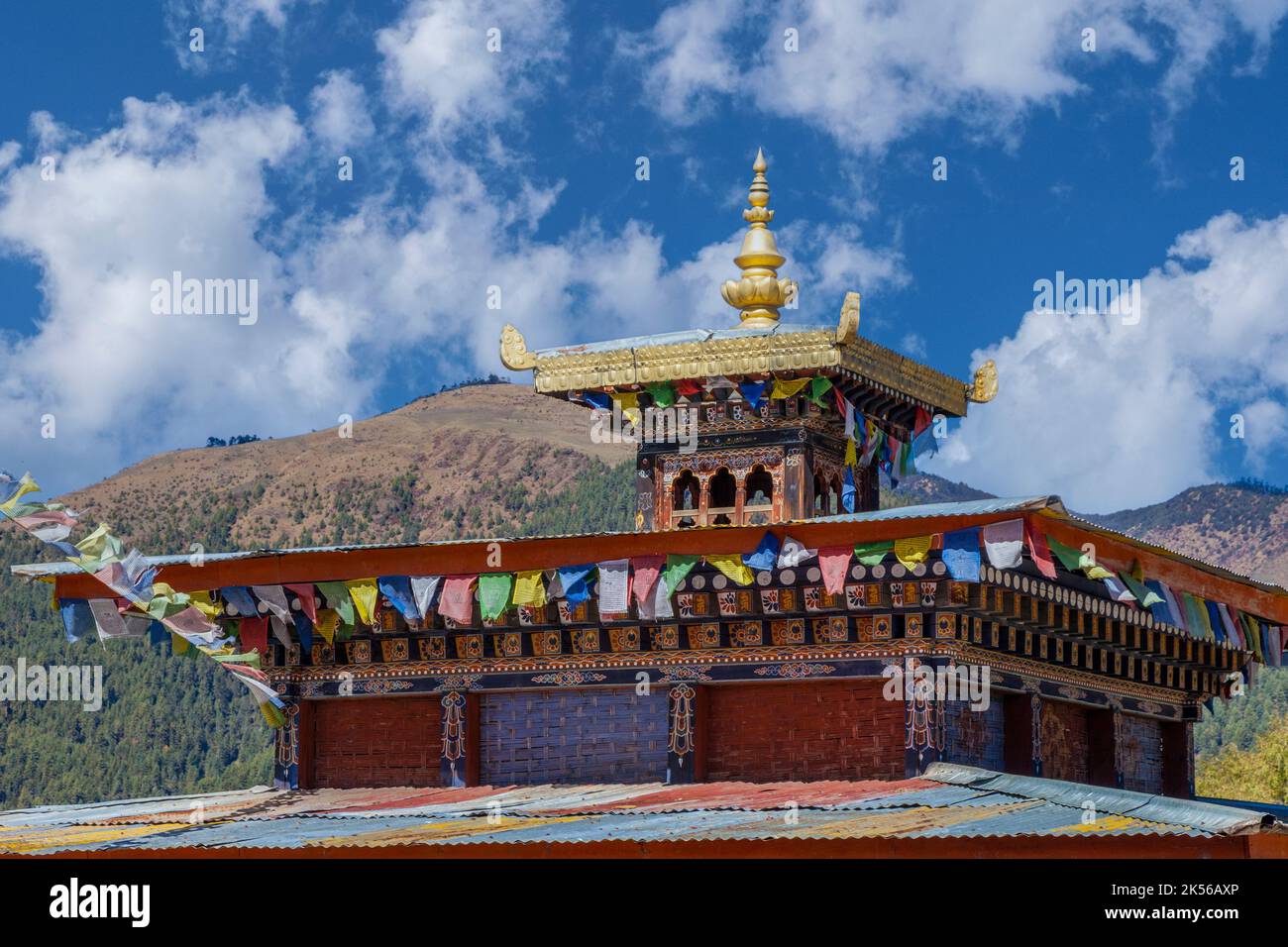 Phobjikha, Bhutan. Top of Gangte Monastery (Goemba), 17th. Century ...
