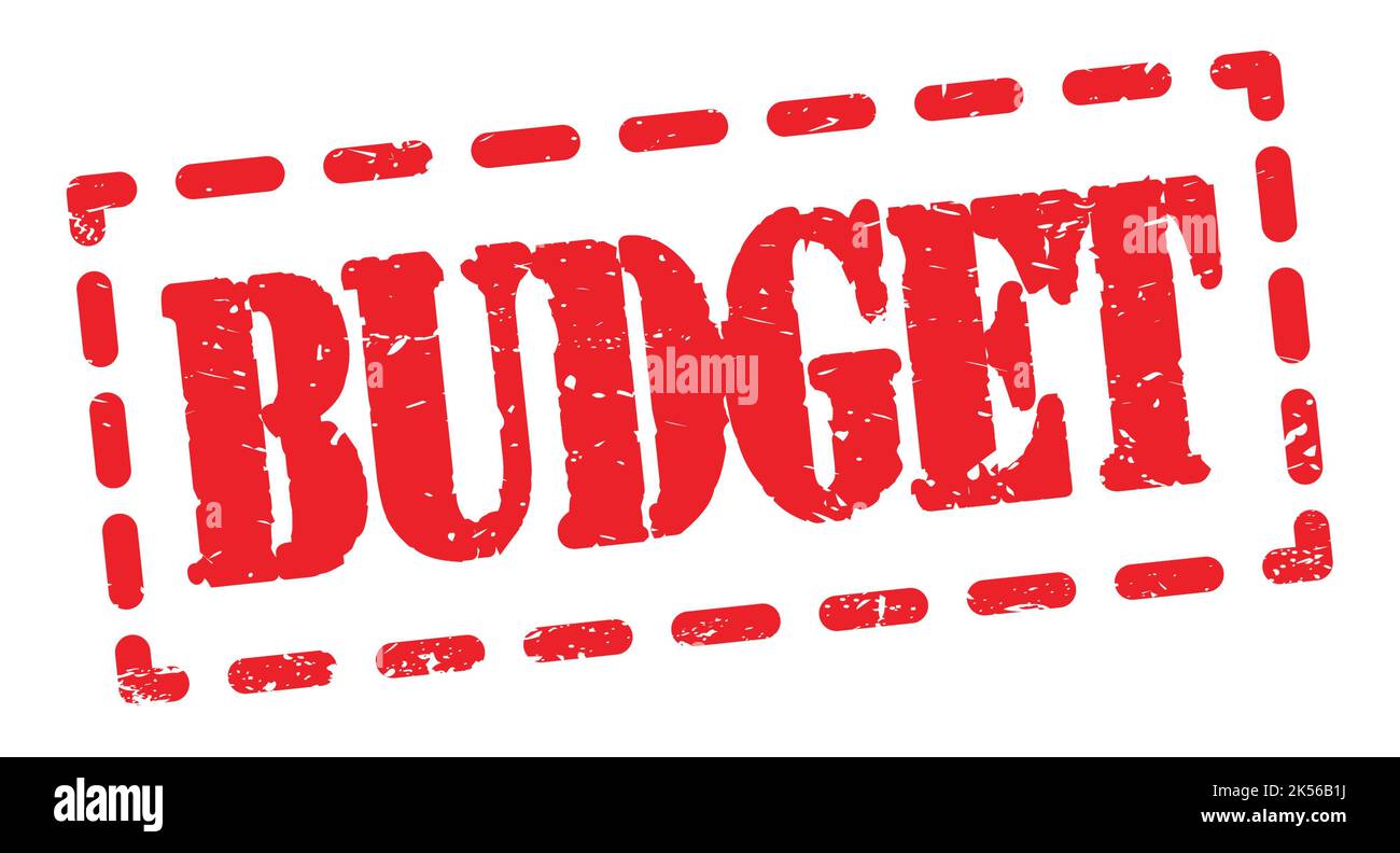 BUDGET text written on red dash stamp sign Stock Photo - Alamy