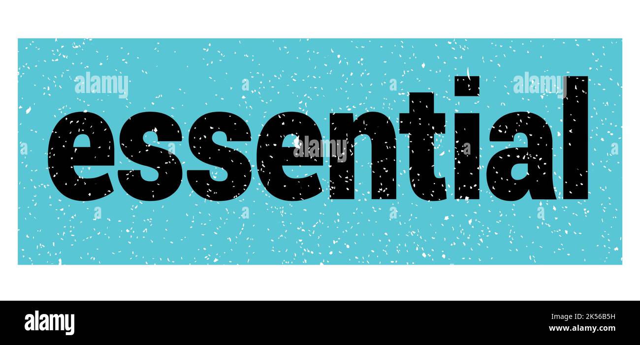 essential text written on blue-black grungy stamp sign Stock Photo - Alamy