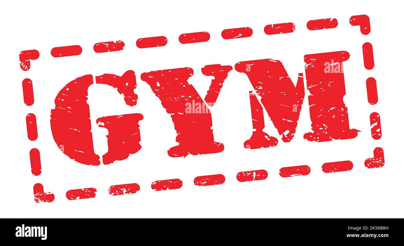 GYM text written on red dash stamp sign Stock Photo - Alamy