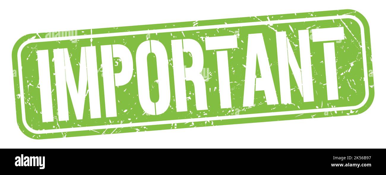 IMPORTANT text written on green grungy stamp sign Stock Photo - Alamy