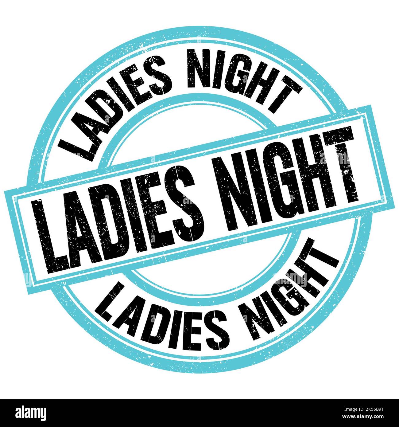 LADIES NIGHT text written on blue-black round stamp sign Stock Photo ...