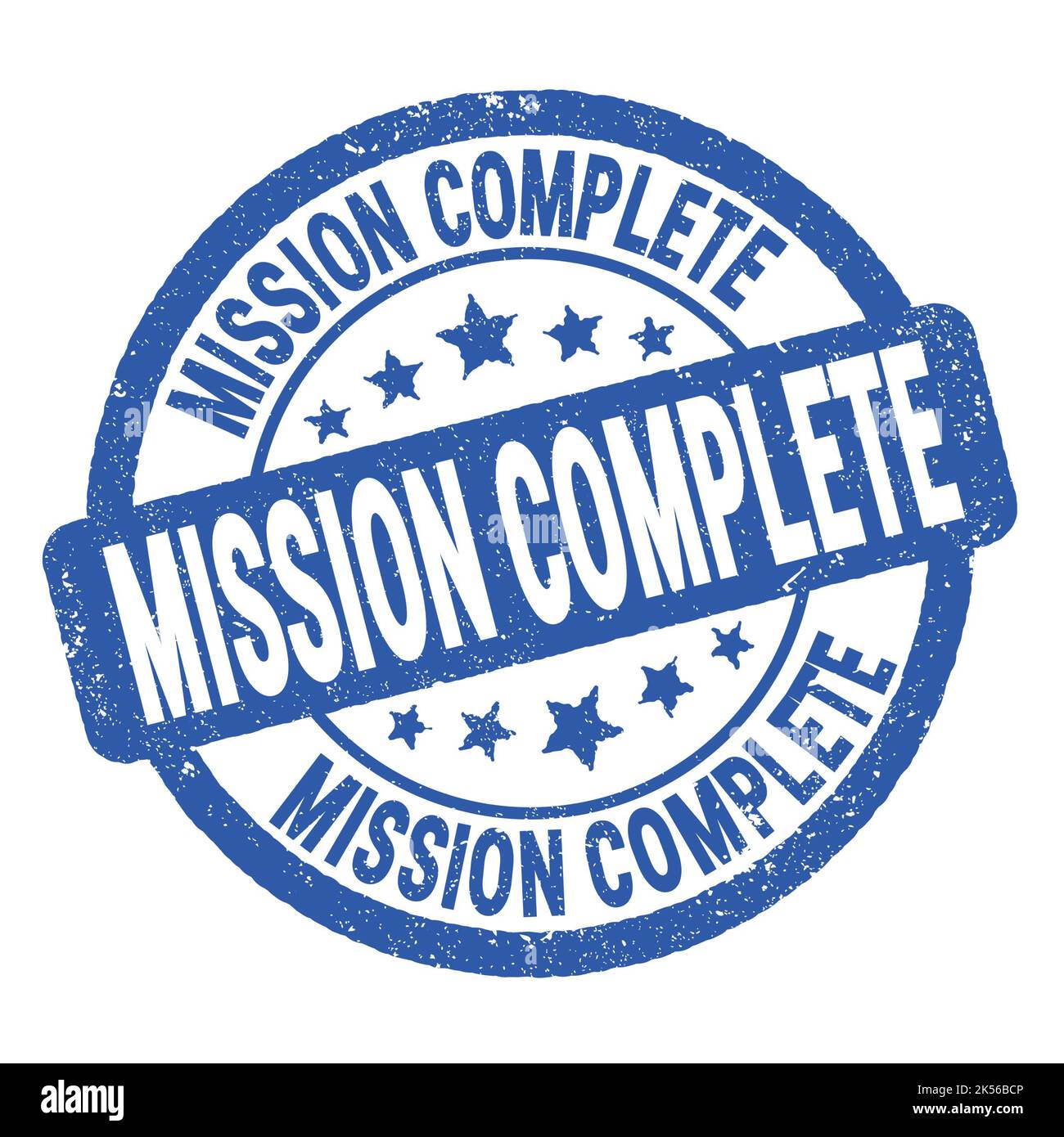 MISSION COMPLETE text written on blue grungy stamp sign Stock Photo - Alamy
