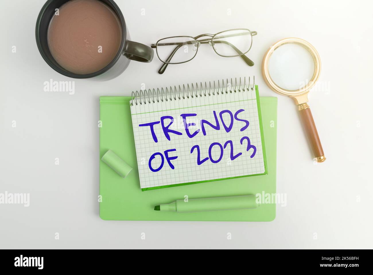 Hand writing sign Trends Of 2023, Business concept things that is ...