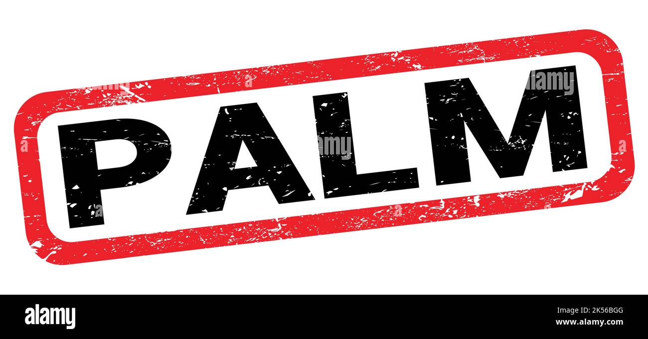 PALM text written on red-black rectangle stamp sign Stock Photo - Alamy