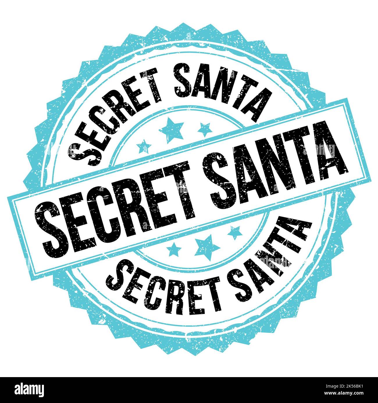 SECRET SANTA text written on blue-black round stamp sign Stock Photo ...