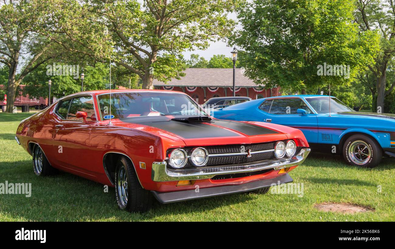 DEARBORN, MI/USA - JUNE 17, 2017: A 1971 Ford Torino Cobra car The ...